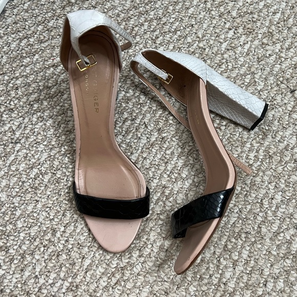 Kurt Geiger | Shoes | Kurt Geiger Black Strappy Snake Print Heels Size ...